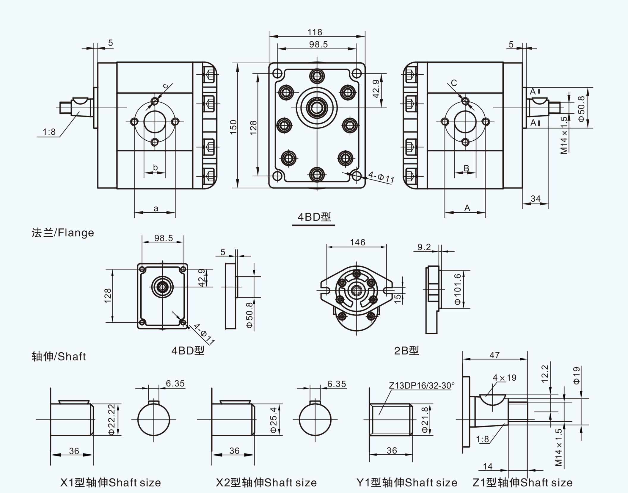 WKEA/维嘉 HGP-5A系列 单联高压齿轮泵 HGP-5A-F-33-R-Z1-4BD-P2 33 cc/rev-WKEA/上海维嘉